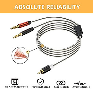 HOSONGIN RCA to Banana Plug Adapter Cable 6 Feet -2 Pack,RCA Male to Banana 2 Male Plug Y Splitter Speaker Wire Audio Cable, Gold-Plated Double Shielding Hi-Fi Systems Stereo Cable