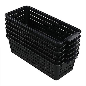 AnnkkyUS 6 Pack Small Plastic Storage Baskets, Black Desktop Baskets