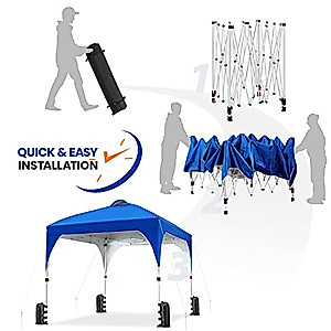 Topeakmart Outdoor Pop up Canopy Tent Camping Tent Sun Shelter Portable Canopy Tent 10x10 Heavy Duty for Garden Patio Park Market Blue