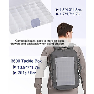 Eujqo 8 PCS 36 Grids Bead Organizer Box Plastic Box Clear Box Organizer 3600 Tackle Box Organizer Bead Containers Plastic Organizer Compartment Organizer Box Jewelry Earring Organizer (8 Pcs)