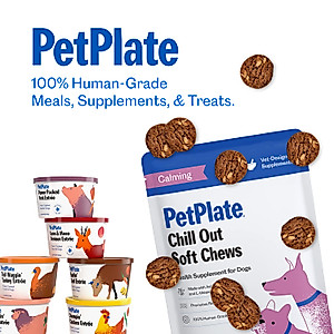 PetPlate Chill Out Soft Chews, Calming and Relaxation Support Supplement for Dogs, Organic and Human-Grade Ingredients, Includes Ashwagandha & L-theanine, Pet Supplies (Pack of 1, 9.8 Ounce)