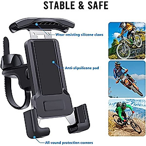 Asunby Bike Phone Holder Motorcycle Phone Mount Motorcycle Handlebar Cell Phone Clamp Scooter Phone Clip for iPhone 14 Plus / Pro Max, 13 Pro Max, S9, S10 and More 4.7" - 6.8" Smartphones