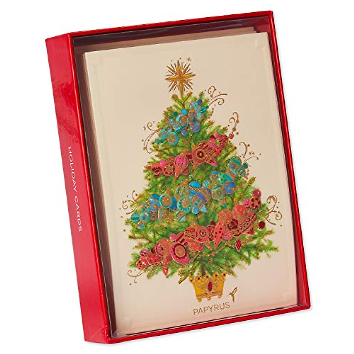 Papyrus Christmas Cards Boxed with Envelopes, May Peace and Happiness Be Yours, Christmas Tree (12-Count)