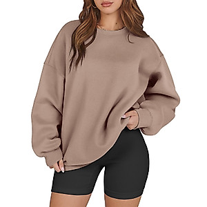 ATHMILE Girls' Fashion Oversized Sweatshirt Crewneck Fleece Long Sleeve Pullover Hoodies Tops Fall Outfits 2024 Clothes-S