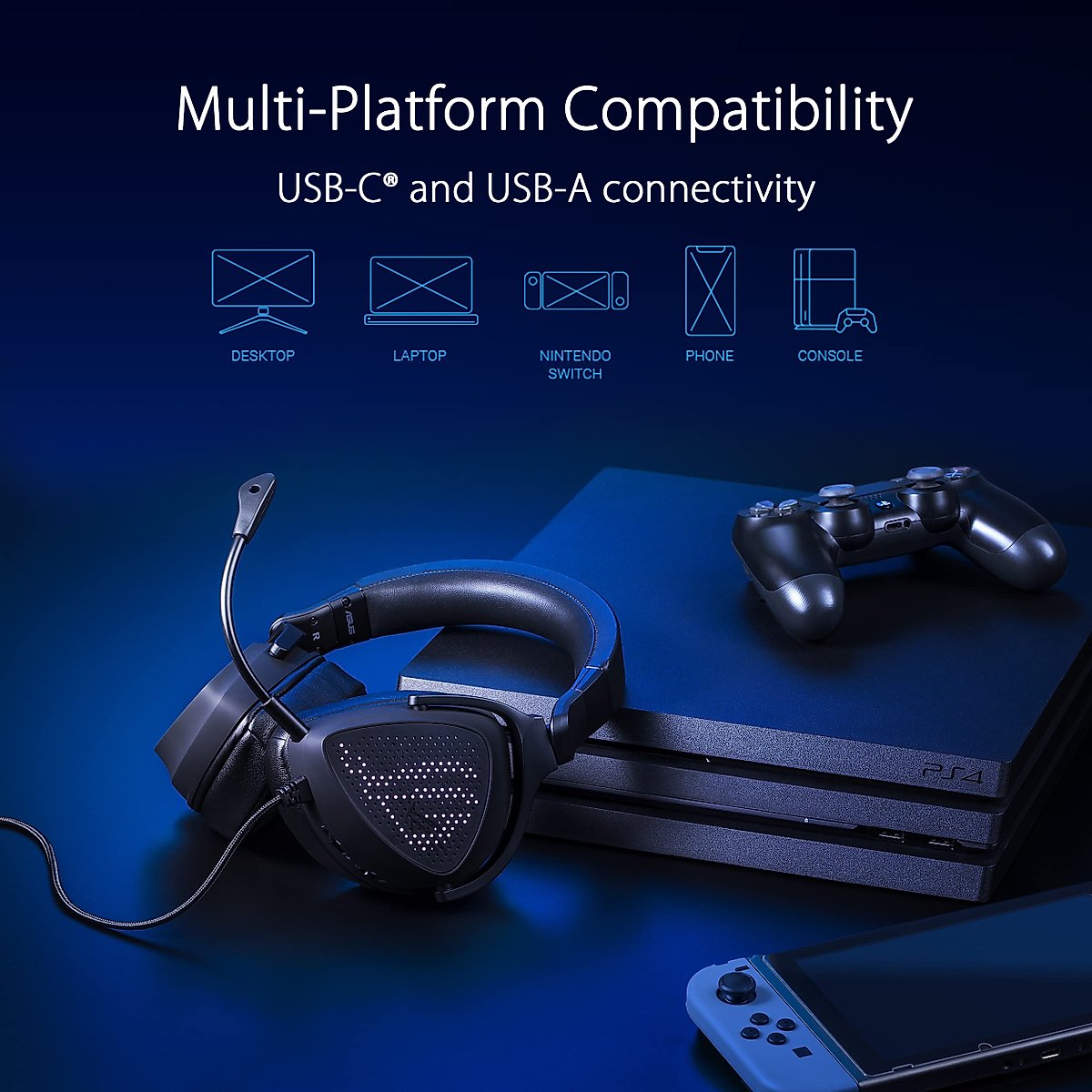 ASUS ROG Delta S Animate Gaming Headset | Customizable AniMe Matrix LED Display, AI Noise-Canceling Mic, Hi-Res ESS 9281 Quad DAC, Lightweight, USB-C, For PC, Mac, PS5, Switch and Mobile Devices,Black