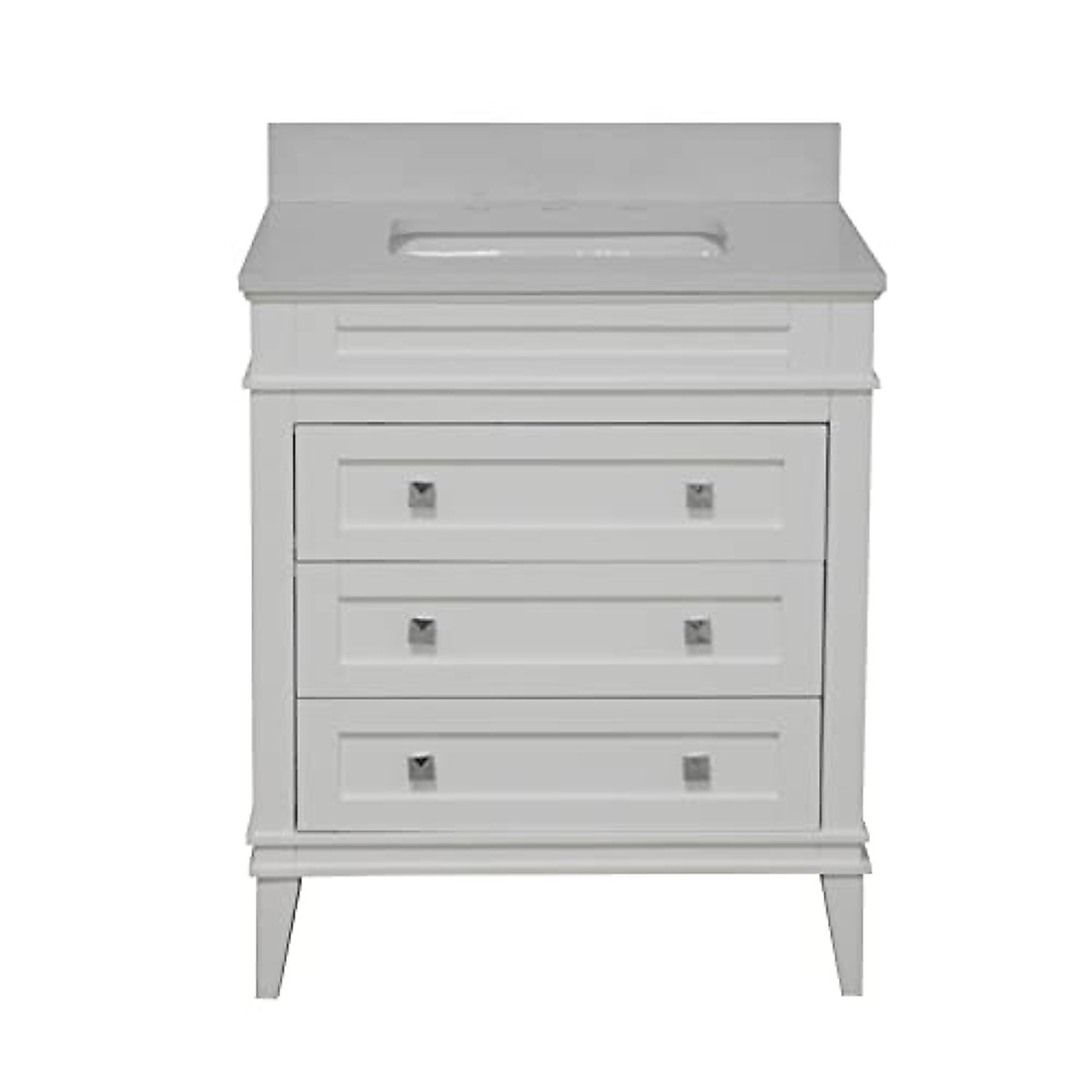 Eleanor 30-inch Bathroom Vanity (Quartz/White): Includes White Cabinet with Stunning Quartz Countertop and White Ceramic Sink