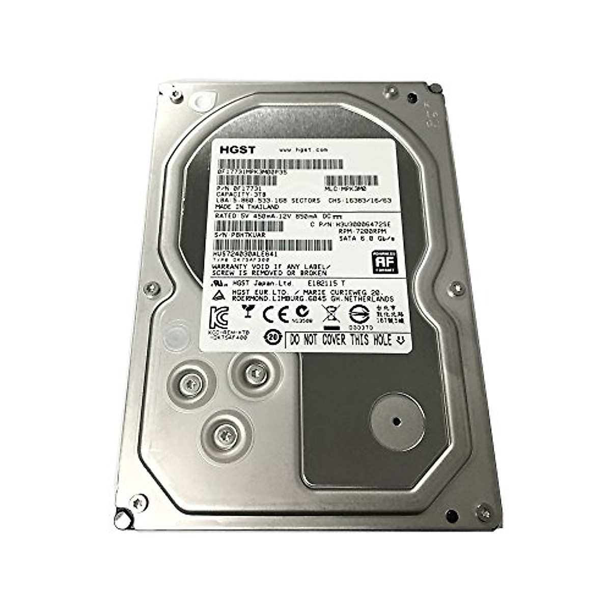 HGST Ultrastar 3TB 64MB Cache 7200RPM SATA III 6.0Gb/s 3.5in (Heaty-Duty, 24/7) Internal Hard Drive for CCTV DVR, NAS, PC/MAC (Renewed)