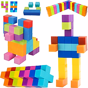 BrainSpark Digit Blocks 48 Pieces Black White and Grey Magnetic Cubes Building Set, Magnetic Blocks for Kids