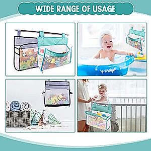 Yuehuam 2Pcs Bath Toy Organizer Mesh Bag Bottom Zippered Bathtub Toy Holder Storage Bag Multiple Ways to Hang for Storing Toys Diapers Clothes