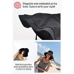 DRIONO Wide Brim Bucket Hat - UPF50+ Protection Travel Beach Sun Hat with Semi-Rigid Adjustable Foldable Brim -Black