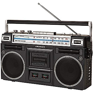 Crosley CT201A-BK Retro Bluetooth Boombox Cassette Player with AM/FM Radio and Bass Boost, Black