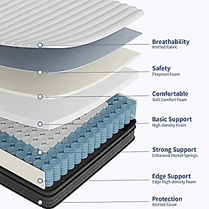 Crayan Queen Mattress, Memory Foam Mattress Queen Size, 10 Inch Hybrid Mattress in a Box with Individual Pocket Spring for Motion Isolation & Silent Sleep, CertiPUR-US, 100 Nights Trial