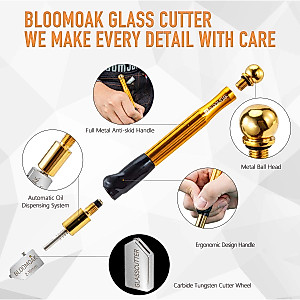 Professional Carbide Tungsten Alloy Handle Glass Cutter Tool with Range 2-20mm Professional Cutter for Thick Glass Mosaic and Tiles - Pencil Shape & Design (Glass Cutter) (Regular)