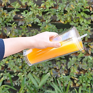 Suertestarry Insulated Tumblers Double Wall Clear Plastic Tumblers 3 Pack 24oz Tumblers with Lids and Straws,Reusable Cups With Straw,Perfect for Parties, Birthdays,Gifts (Transparent 3 Packs)