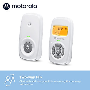 Motorola AM24 Audio Baby Monitor with LCD Screen - 1000ft Range, Secure & Private Connection, Two-Way Talk, Room Temperature Sensor, Portable Parent Unit (Built-in Rechargeable Battery)