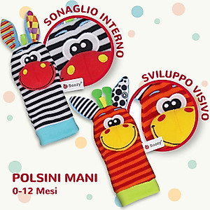 Synchain Soft Baby Rattles Toys, Newborn Wrist Rattles Sock Set-Hand Bracelet Rattle, Feet Socks, Cute Rattle Socks Toys Gift for 0-12 Month Babies.