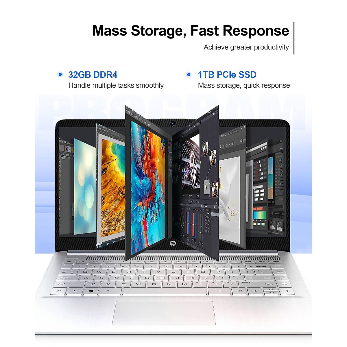 HP 15.6" Touchscreen Laptop, 32GB RAM, 1TB SSD, Intel Core i3-1115G4 Processor, 11 H Battery Life, Wi-Fi, Bluetooth, Webcam, HDMI, Windows 11 Home in S Mode