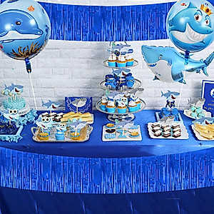 BEISHIDA 3 Packs Metallic Foil Fringe Garland Blue Wall Hanging Tinsel Fringe Banners for Valentine New Year Parade Floats Bridal Shower Wedding Birthday Holiday Party Decoration(30 Feet)