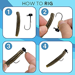 Reaction Tackle Tungsten Mushroom Head Ned Rig Shroom Jig Heads for Finesse Fishing, Weedless Jig Head for Bass Fishing with Soft Lures (5-Pack) 1/5oz Chartreuse weedless