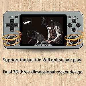 Diketigeey RG351M Handheld Game Console 3.5 Inch IPS Screen Open Source with 16 64G TF 2500 Games 64Bit PS1 PCE 6 Hours Battery Life Open Source System Game Player (Gray)
