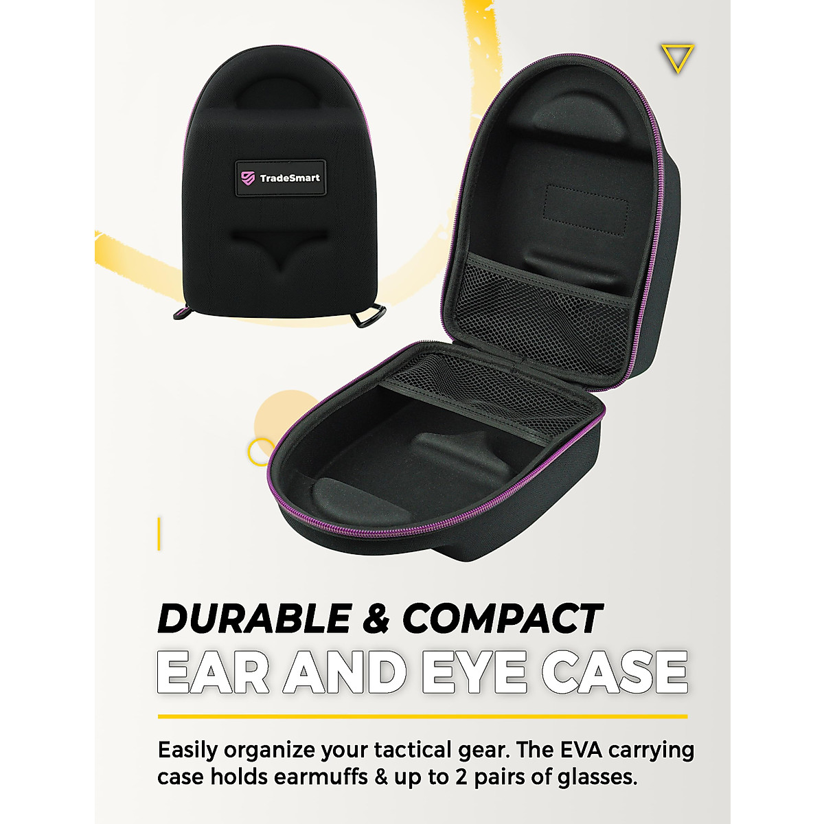 TradeSmart All-in-One Gun Range Safety Duo Kit, Pink & Grey Ear and Eye Protection Kit for Men and Women, U.S. Certified