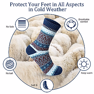 MORECOO Womens Wool Socks - Christmas Gifts for Women - Thick Cozy Winter Socks for Women Soft Warm Casual - Gifts Fuzzy Socks for Women 5 Pairs