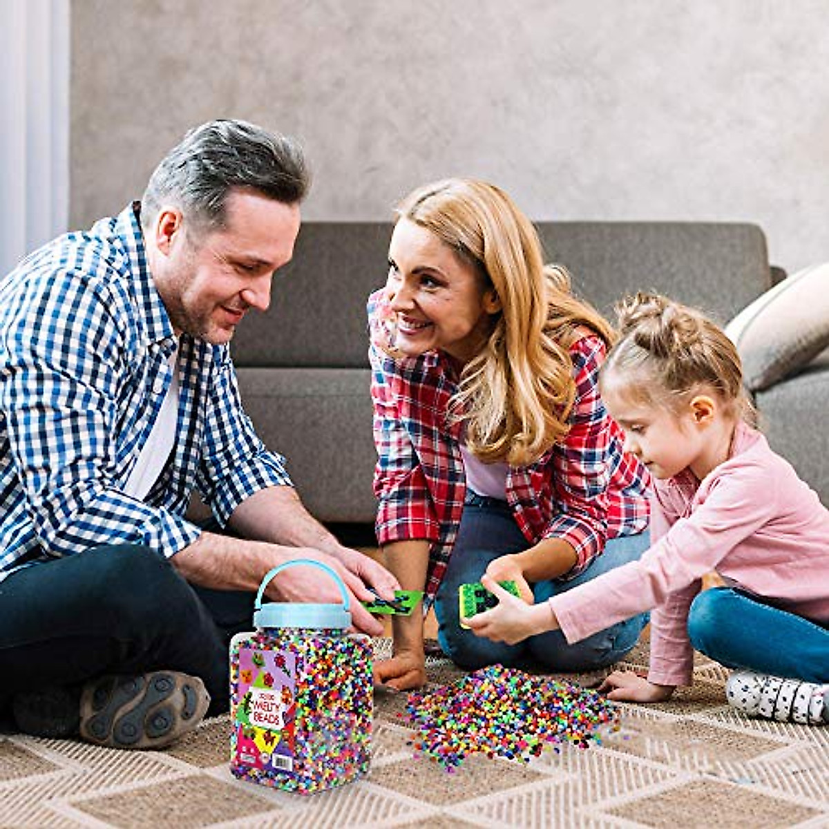 Playkidz Fuse Beads, Bulk Assorted Multicolor Melty Beads for Kids Crafts, Big Bucket of 22000 pcs