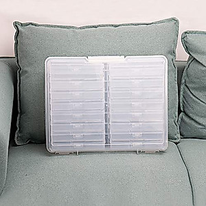 novelinks Photos Organizer 4" x 6" Photo Storage Box with Handle - 16 Inner Photo Cases Photo Box Storage Picture Organizers and Storage (White)