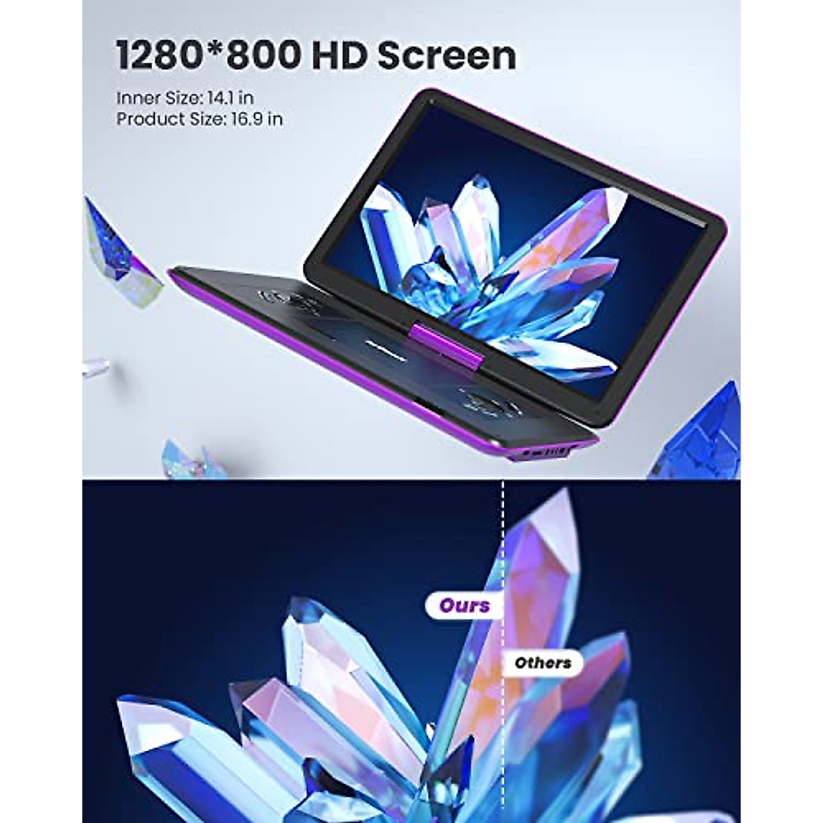 ieGeek 16.9'' Purple Portable DVD Player and 11.5'' Blue Portable DVD Player