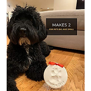 Ultimate Pawprint Keepsake Kit (Makes 2) - Paw Print Christmas Ornament w/ Bonus Personalization Tool & Display Stands! For Dogs, Cats & Pets. Non-toxic. Clay Air-Dries Soft, Light & Uncrackable.
