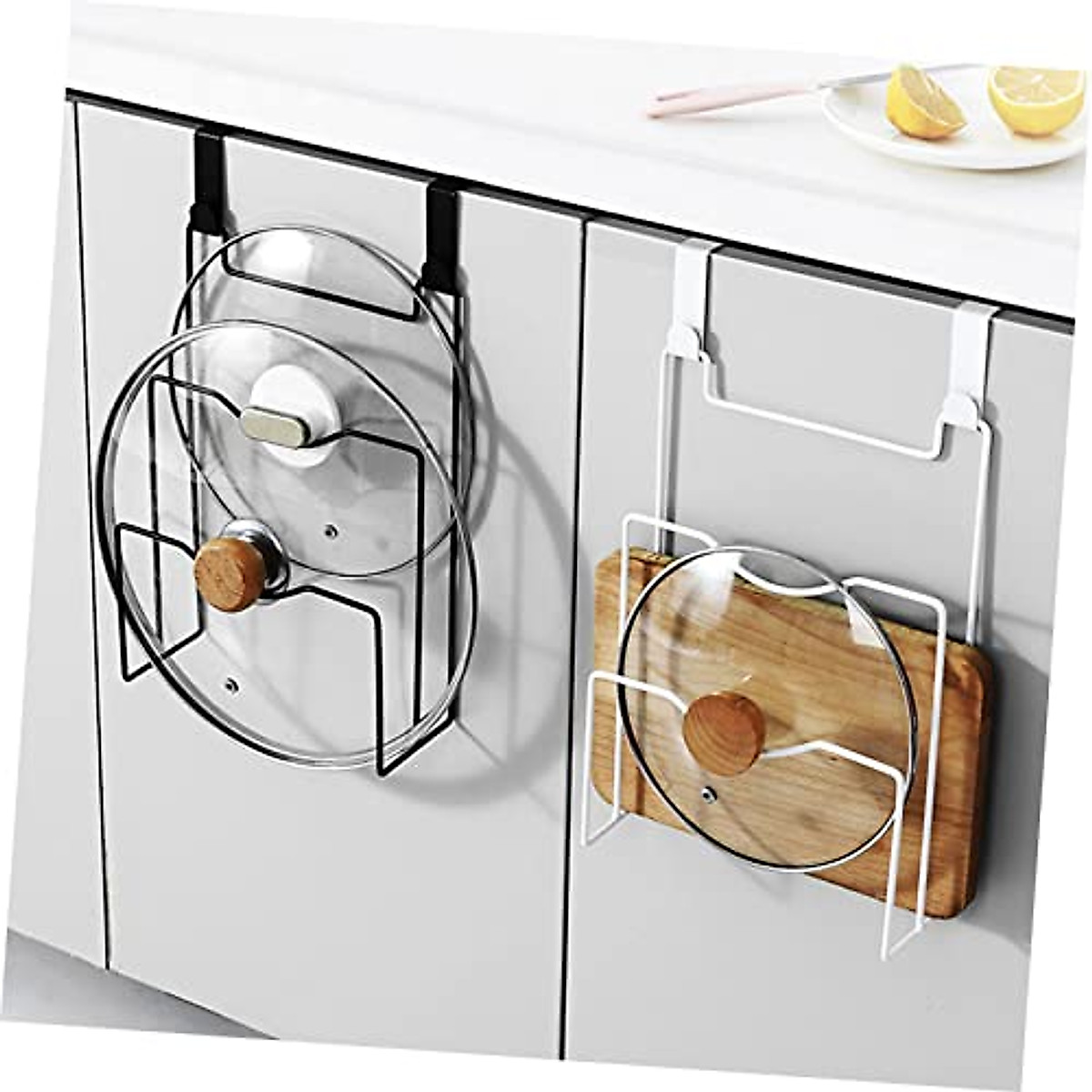 YARNOW Kitchen Cabinet Door Lid Holder Cutting Board Holder Stand Pan Lid Holder Metal Brackets Pans Organizer Rack Wall Mounted Lid Rack Pot Lids Holder Pot Lid Holder for Kitchen Iron