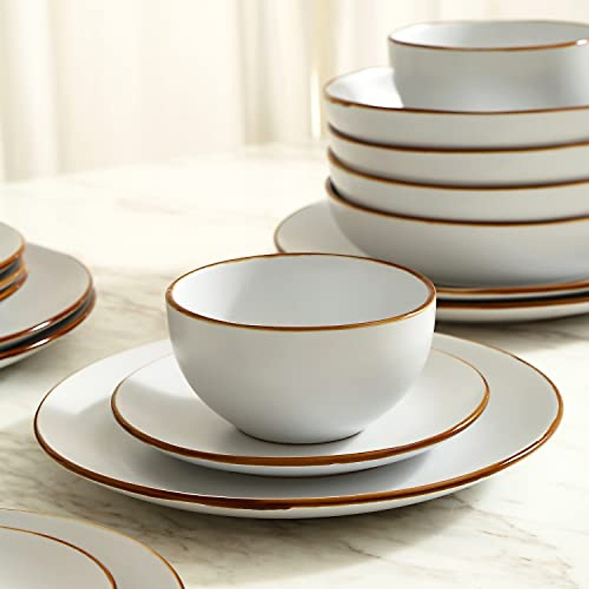 Stone Lain Brasa 16-Piece Dinnerware Set Stoneware, White, 16-Piece Service for 4