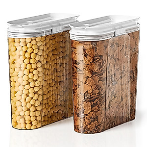 Ducoak Cereal Containers Storage Set Airtight Food Storage Containers with Lids Flip-Top 2PCK Plastic Cereal Storage Containers Cereal Organizer Dispenser for Pantry Kitchen(135.3oz/4L)