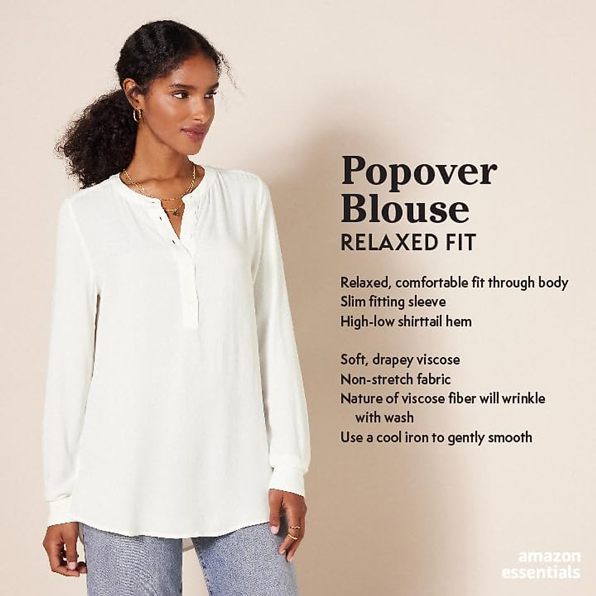 Amazon Essentials Women's Long-Sleeve Woven Blouse, Rust Leopard Print, Large