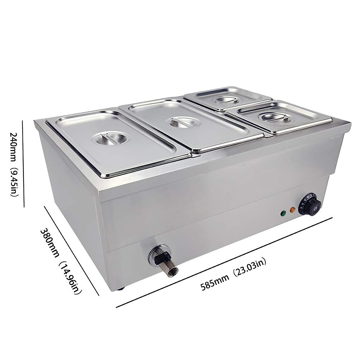 DULONG Commercial Bain Marie Buffet Food Warmer Electric Food Soup Warmer Stove Steam Table Stainless Steel Container Temperature Control for Catering Restaurants Use 1350W(1/3GNx2+1/6GNx2)