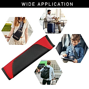 Ziciner 2 PCS Car Seat Belt Cover, Soft Carbon Fiber Leather Safety Belt Shoulder Strap Pads, Breathable Harness Pad Helps Protect Your Neck & Shoulders Universal for Car, Truck, SUV (Black&Red)