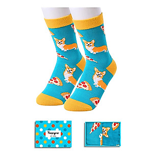 HAPPYPOP Novelty Silly Big Boys Socks Kids Corgi Socks, Funny Gifts for Teen Boys Corgi Gifts 7 to 10 Years
