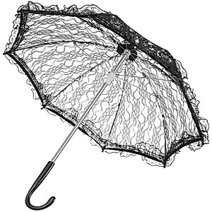 TOYANDONA Black Umbrella Parasol Vintage Wedding Bridal Umbrella for Decoration Photo Lady Costume 1920s Party Black Parasol