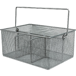 Maypes Utensil Caddy - Silverware Caddy for Parties, Spoon Holder, Buffet Organizer for Condiments, Napkin, Forks, Knives - Stainless Steel Flatware Caddy for Home, (Silver)