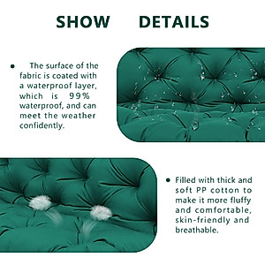 Porch Swing Cushions Waterproof Outdoor Swing Cushions 2-3 Seater Thicken 5" Dark Green Patio Swing Cushion with Backrest 60 ×40" Swing Replacement Cushion for Outdoor Furniture