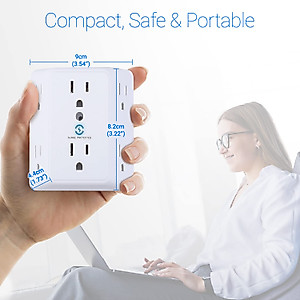 Unidapt Multi Plug 6 Outlet Extender, 2 Pack Surge Protector Wall Splitter, 1800J Power Strip 3 Side Wide Spaced Adapter Multiple Charger Expander, Mountable Wall Tap for Office Home Travel ETL Listed