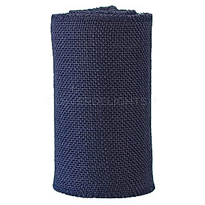 CleverDelights 6" Navy Burlap Roll - Finished Edges - 10 Yards - Jute Burlap Fabric