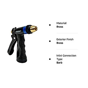 VIKING High Pressure Adjustable Hose Nozzle with Brass Tip for Garden Watering and Car Washing