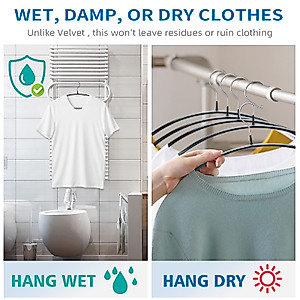 FSUTEG No Bump Rubber Coated Hangers 20 Pack - Heavy Duty Contour Metal Clothes Hangers, 15-18lb Weight Capacity, Non-Slip & Space Saving for Wardrobe, Closet, Dorm (16.5 Inch, Black)