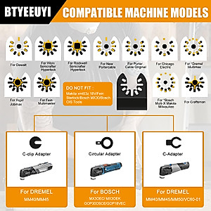 BTYEEUYI Oscillating Tool Blade, 94 Pcs Oscillating Saw Blades with Sandpaper,Quick Release Multitool Blades for Wood Plastics Metal Cutting, Compatible with Dewalt Ryobi Milwaukee Rockwell Dremel