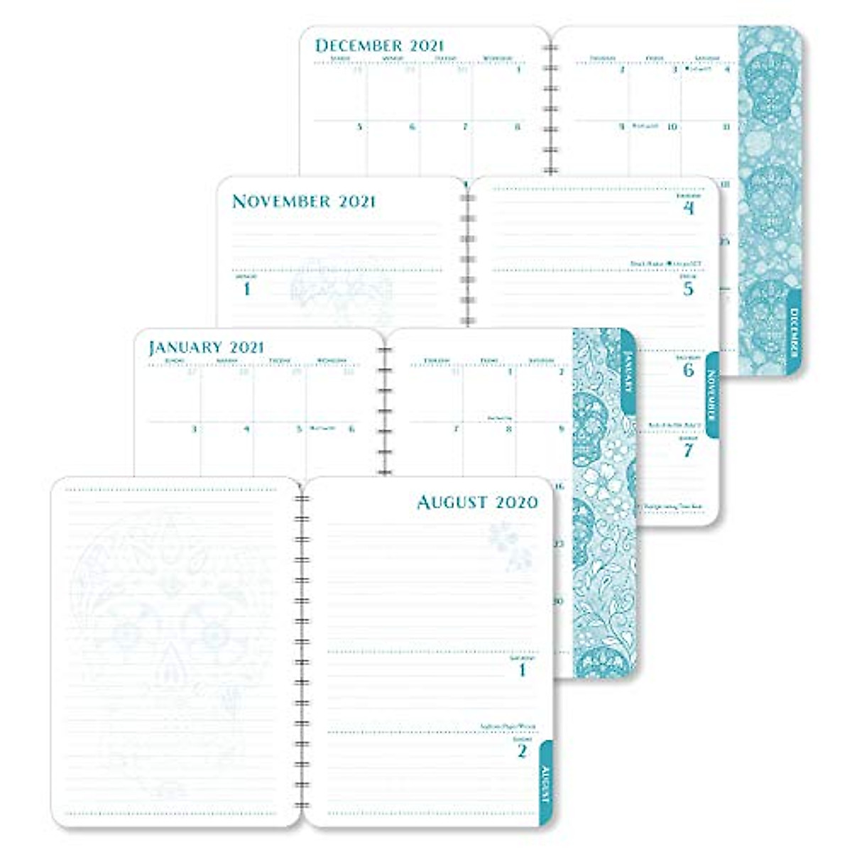 Sugar Skull 2021 On-the-Go Weekly Planner: 17-Month Calendar with Pocket (Aug 2020 - Dec 2021, 5" x 7" closed): Seize the Day