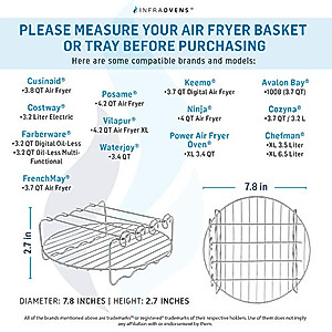 Air Fryer Rack Accessory Compatible with Costzon, Ninja, Power Airfryer Oven, Costway, Chulux, Farberware, Avalon Bay, Waterjoy, Cozyna, Keemo + More | Kebab Skewers + Cooking Times Cheat Sheet