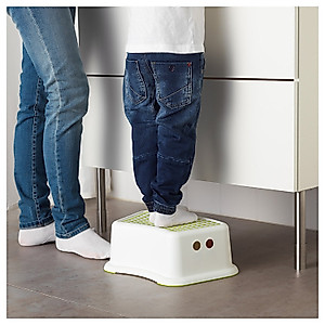 Addis Kids Bathroom Booster Step Stool, White/Blue, 24 x 36.5 x 13 cm