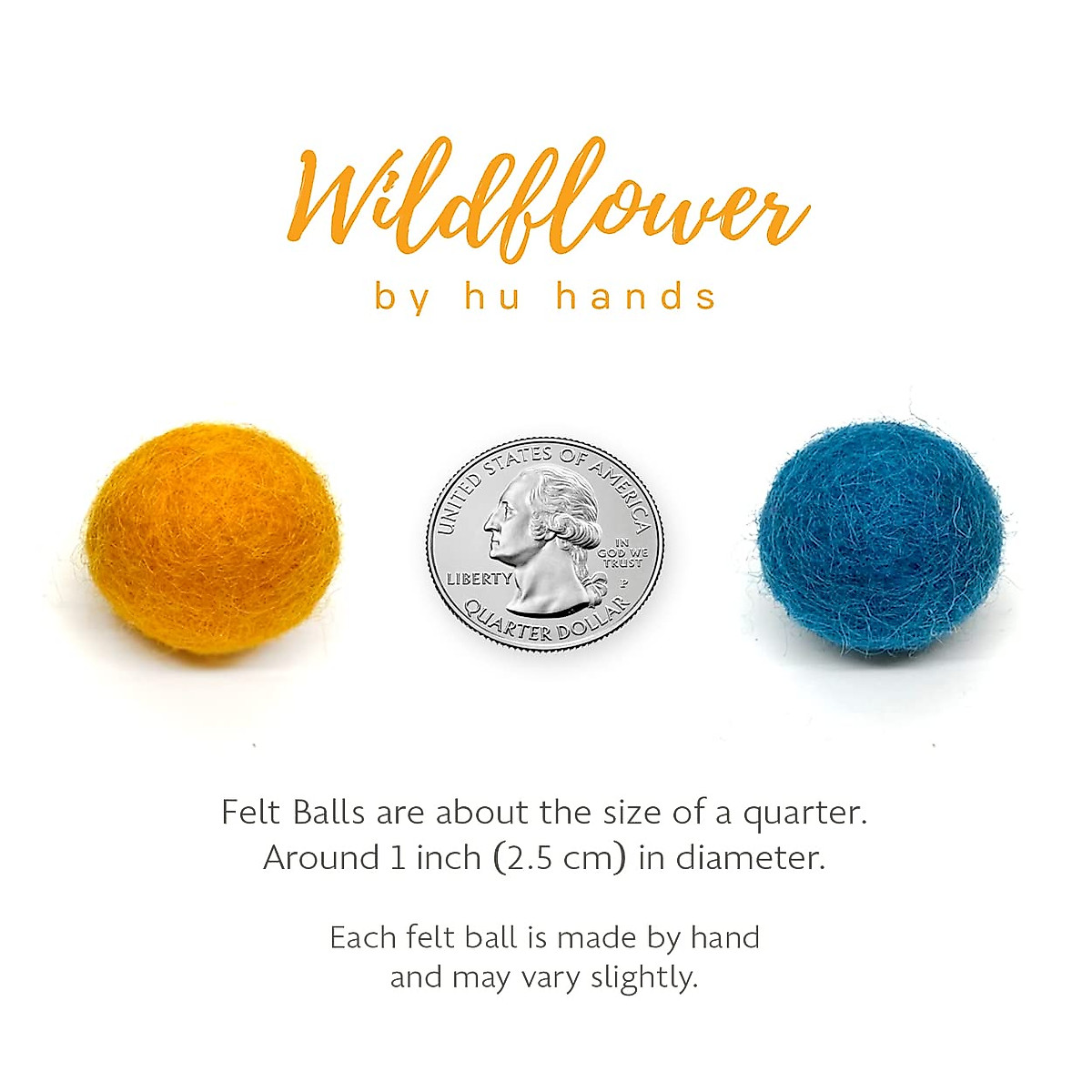 Wildflower by hu hands Weathered Naturals Wool Felt Balls (50) Pom Poms in Neutral Earth Tones for Crafts, Garland, & Decor .8-1 Inch Size | Hand Felted in Nepal 100% NZ Wool | Bag Included