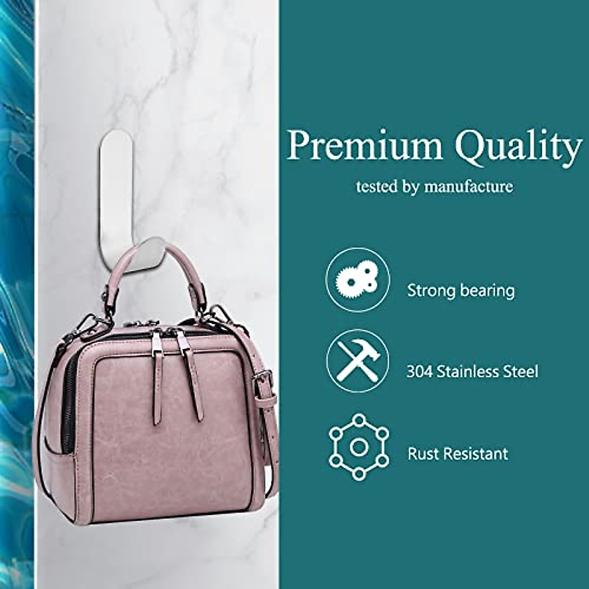 Zorveiio 24 Pcs Self Adhesive Hooks Heavy Duty, 304 Stainless Steel Hooks Razor Holder Wall Hooks Bath Towel Hook Hanging Hooks for Towels Robe Coat Hats Shower Bathroom Kitchen - Brushed Nickel